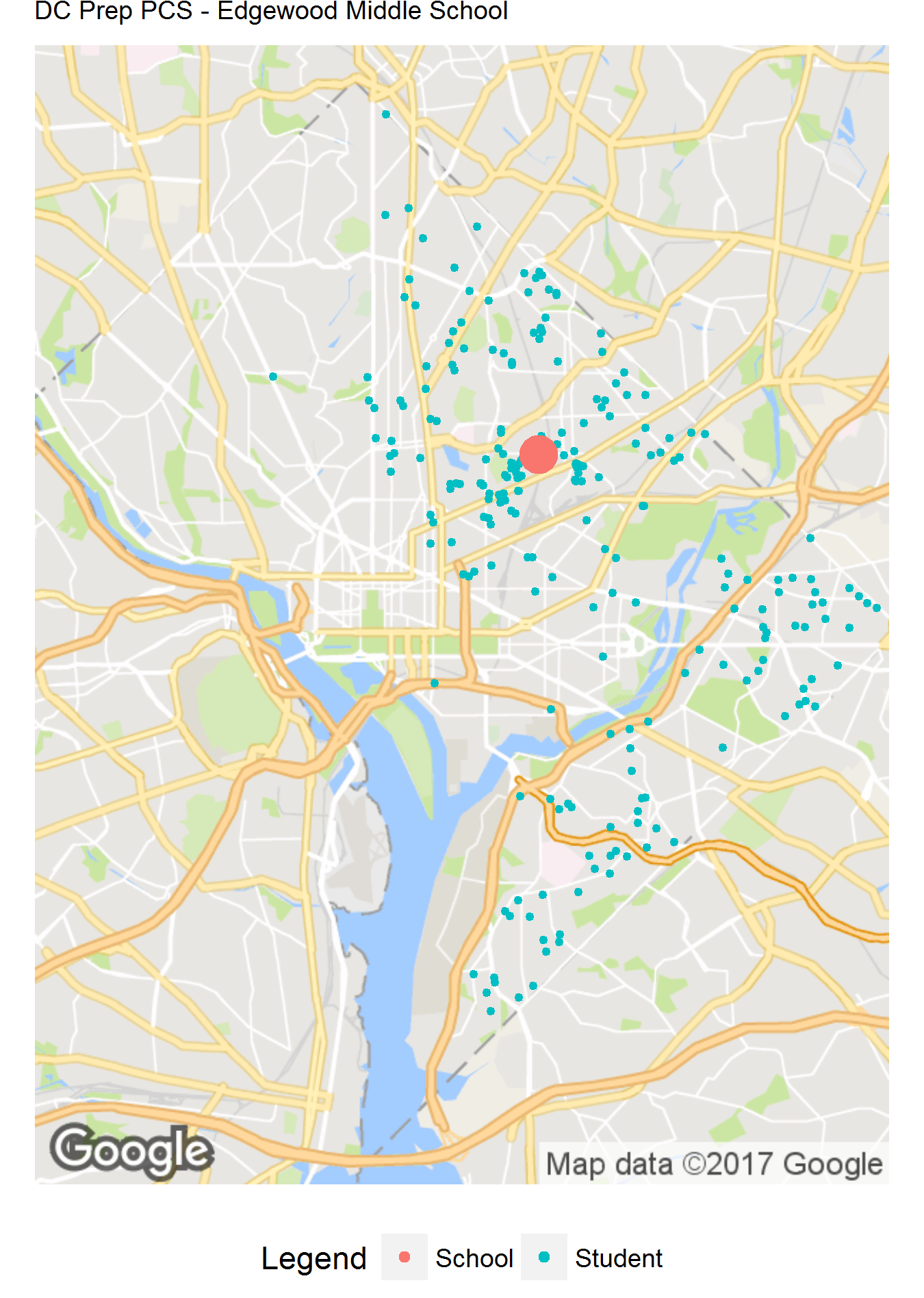 DC Prep PCS - Edgewood Middle Student Location Map | DC PCSB